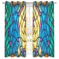 Abstract Colorful Glass Sheer Curtains 45 Inch Long 2 Panels, Blue ...
