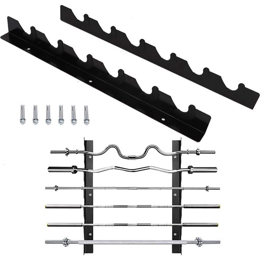 NIXFACE Olympic Barbell Rack Holder Barbell Storage Wall Mount Hold 6 ...
