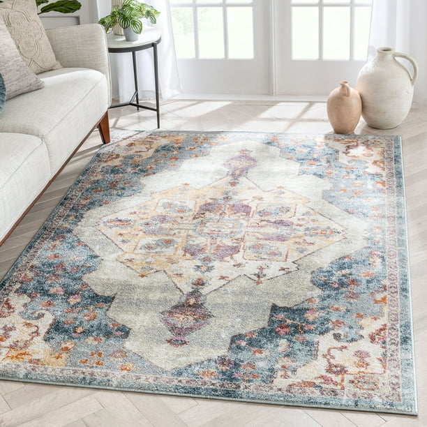 Well Woven Rodeo Mesilla Bohemian Aztec Tribal 5'3" x 7'3" Light Blue ...