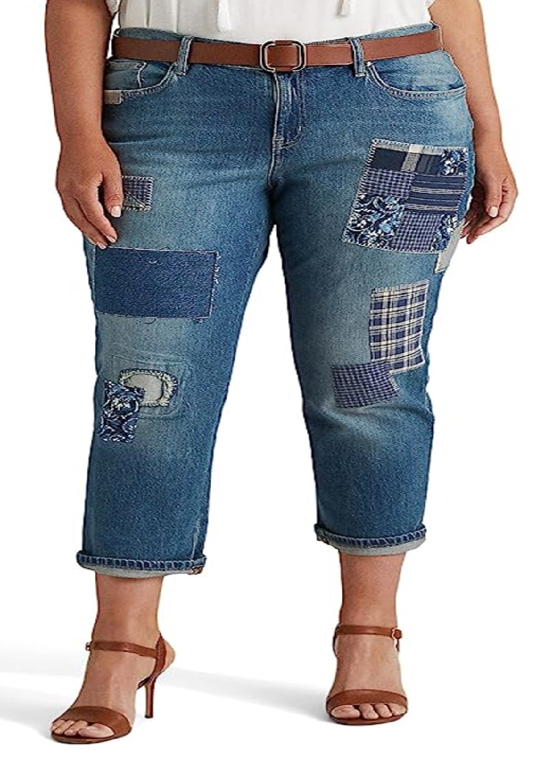 Ralph Lauren Women's Patchwork Relaxed Tapered Jeans Blue Size 14W - Walmart.com