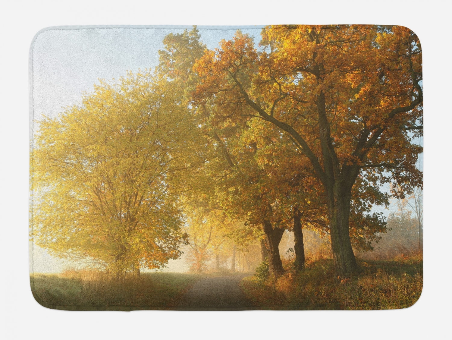 Fall Bath Mat, Rural Landscape on a Misty Foggy Scenic Morning in ...