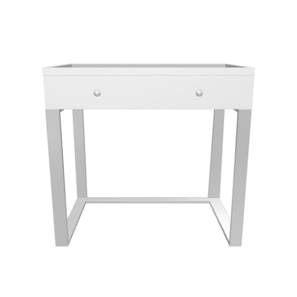 Impression Vanity Slaystation Scarlett Makeup Vanity Table With Drawers and Clear Glass Top White