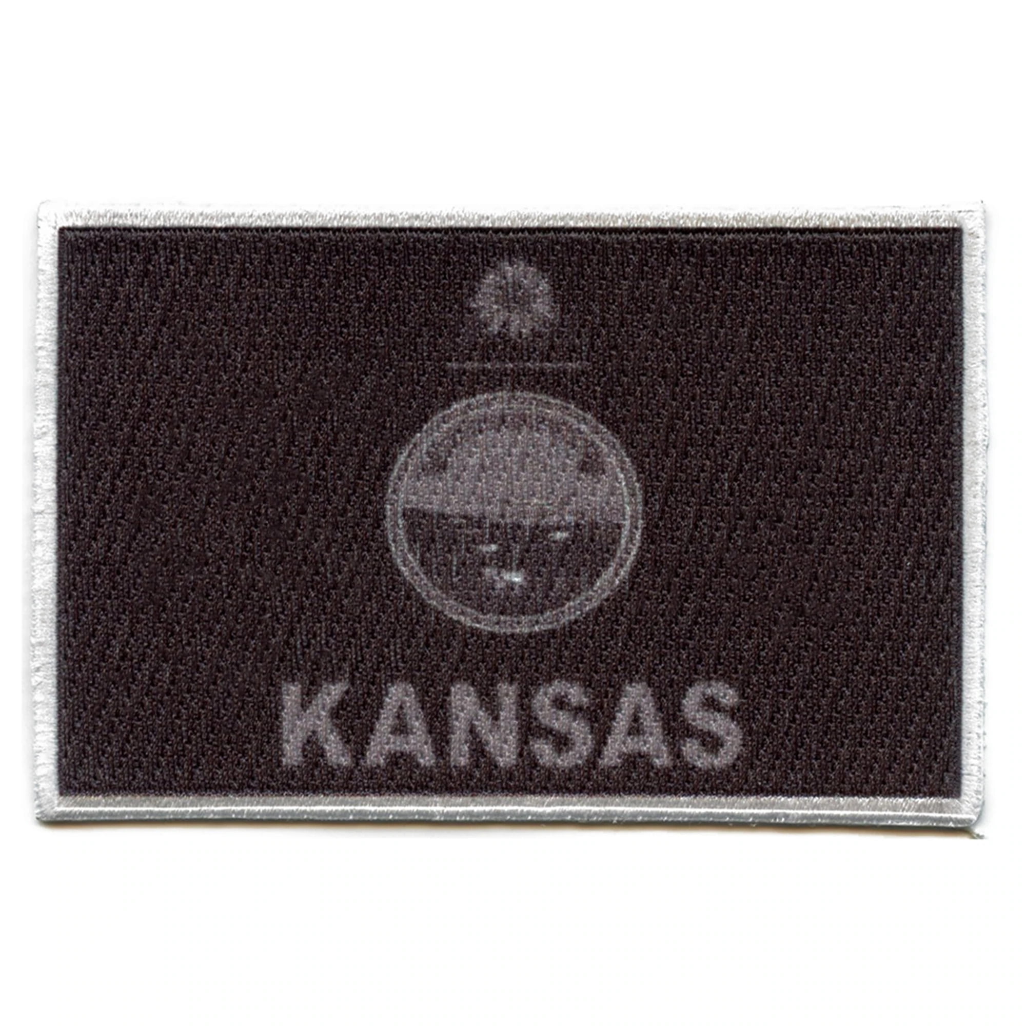 Kansas Patch State Flag Grayscale Embroidered Iron On - Walmart.com