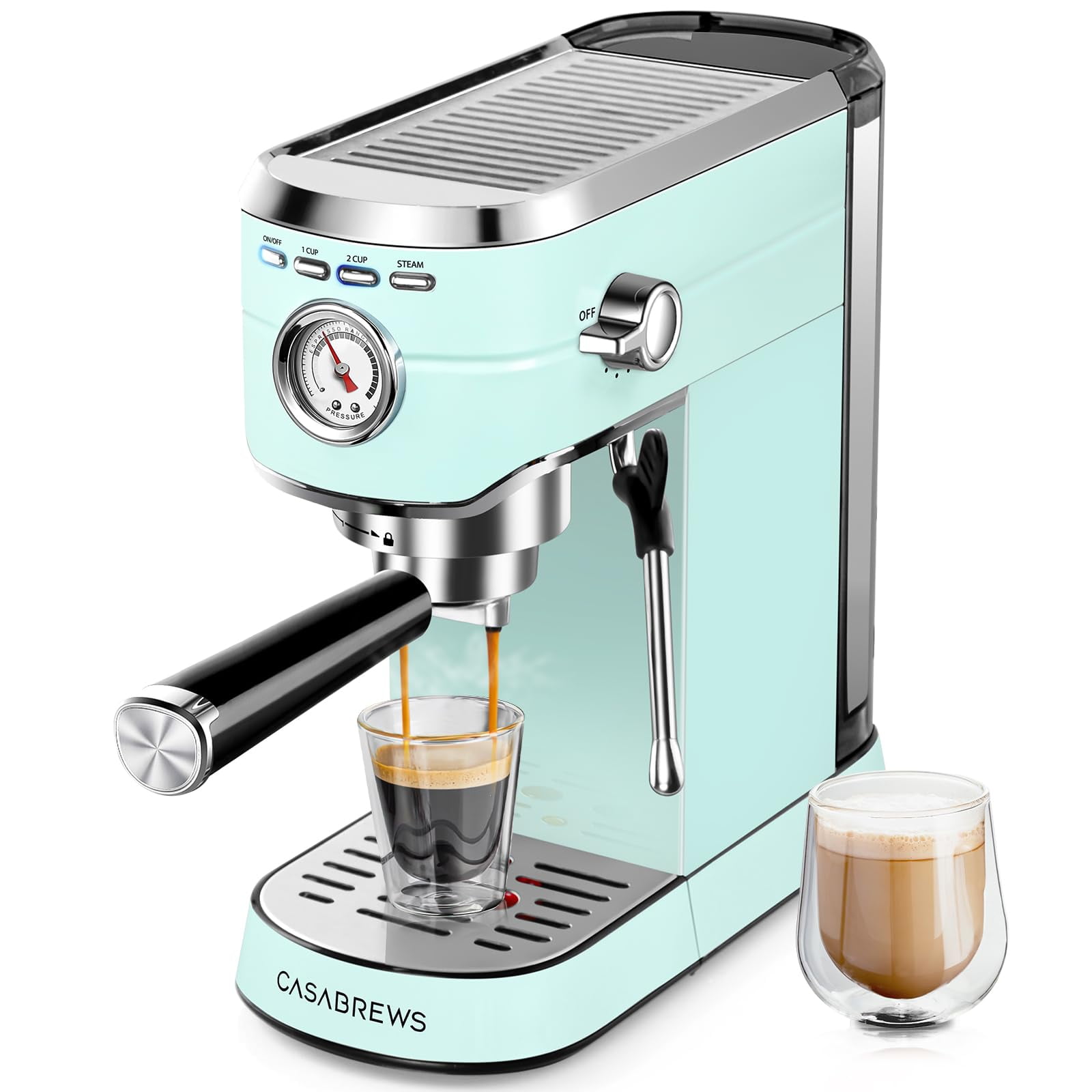 Máquina de café espresso CASABREWS, 20 bares, con espumador de leche, 1 ...