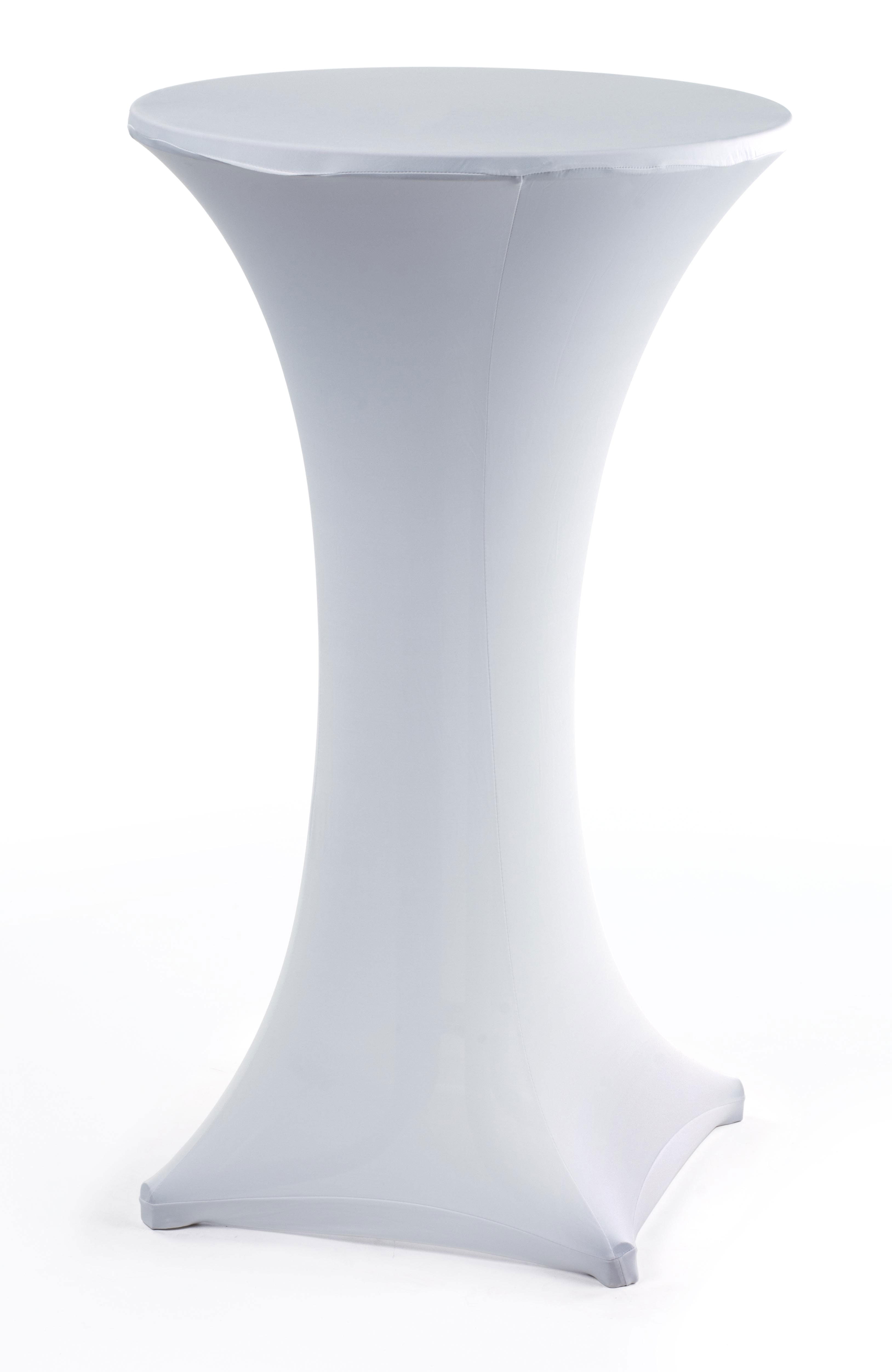 27-1/2" Round Highboy Table with Stretch Fabric Tablecloth, 47-3/8"h ...
