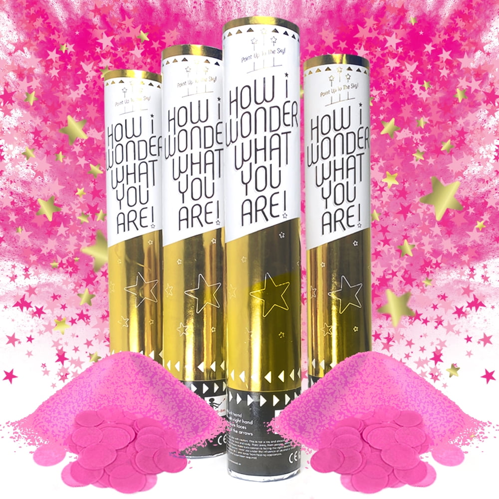 Baby Gender Reveal Confetti Powder Cannon Girl Pink Smoke, Set of 4 ...