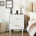 White Nightstand Set of 2, Fluted Night Stand With Charging Station ...