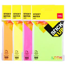 BAZIC Sticky Notes 3x3 Neon Assorted Colors, (80 Sheets/Pack), 4-Pack ...