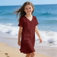 Bobifish Tween Girls Dresses V Neck Short Sleeve Solid Color ...