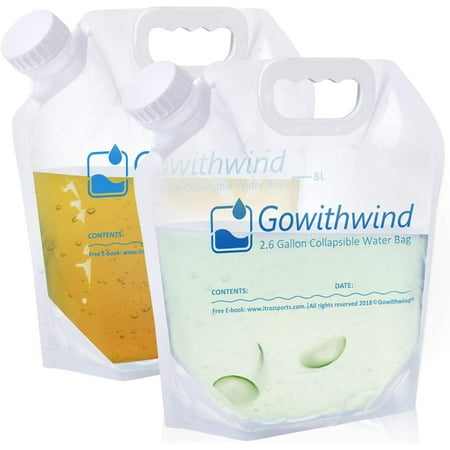 Gowithwind Collapsible Water Container Bag with Graduate, 2×2.6 Gallon ...