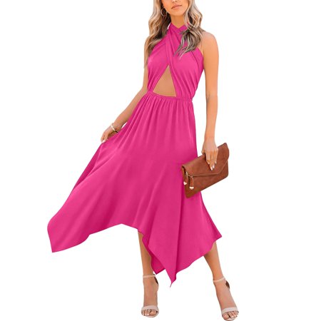 Wedding Guest Dresses for Women Cocktail Womens Summer Halter Neck Cut ...