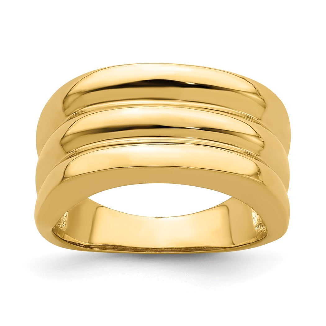 14k Gold Triple Ridge Dome Ring High Polish Size 7 Jewelry Gifts for Women - 6.8 Grams - Walmart.com