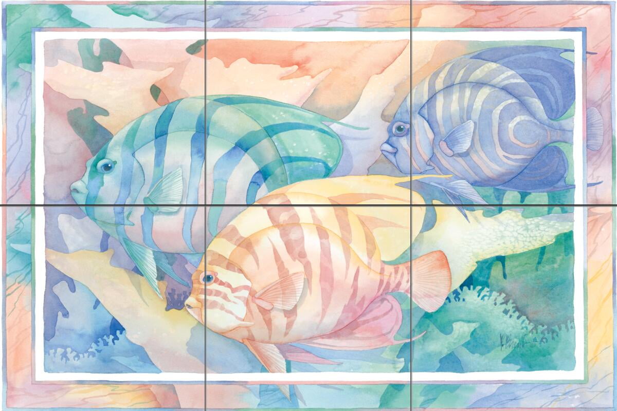 Tile Mural Bathroom Backsplash - Zebra Angelfish - by Paul Brent ...