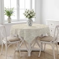 Abstract White Tree Sketch on Beige Table Cloth 54x54in, Waterproof ...