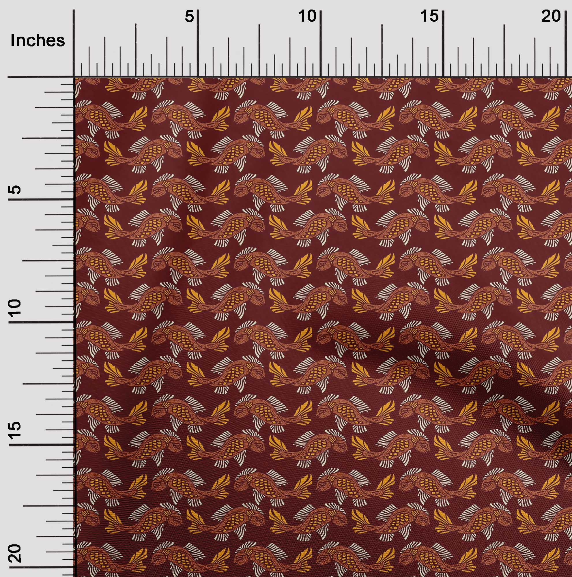 oneOone Viscose Chiffon Fabric Fish Block Print Fabric By Yard 42 Inch ...