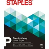 "Staples Premium 8.5"" x 11"" Ivory Laser Printer Paper, 32 lbs, 100 ...