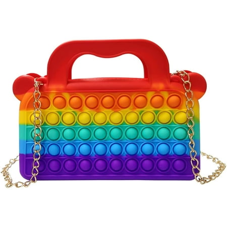 Pop Shoulder Bag Fidget Toys, Silicone Pop Fidget Bag, Push Popper ...