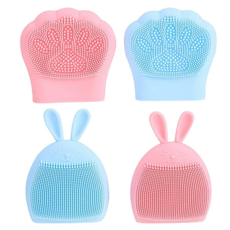 Set of 4 Silicone Scrubbies Facial Cleansing Brushes in Cute Cartoon ...