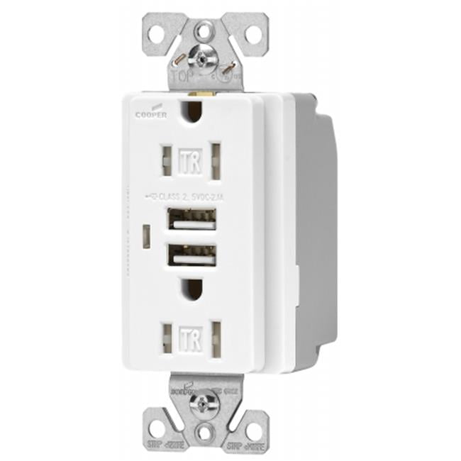 Cooper Wiring Devices Recep Usb Tr 15a Wht - Walmart.com