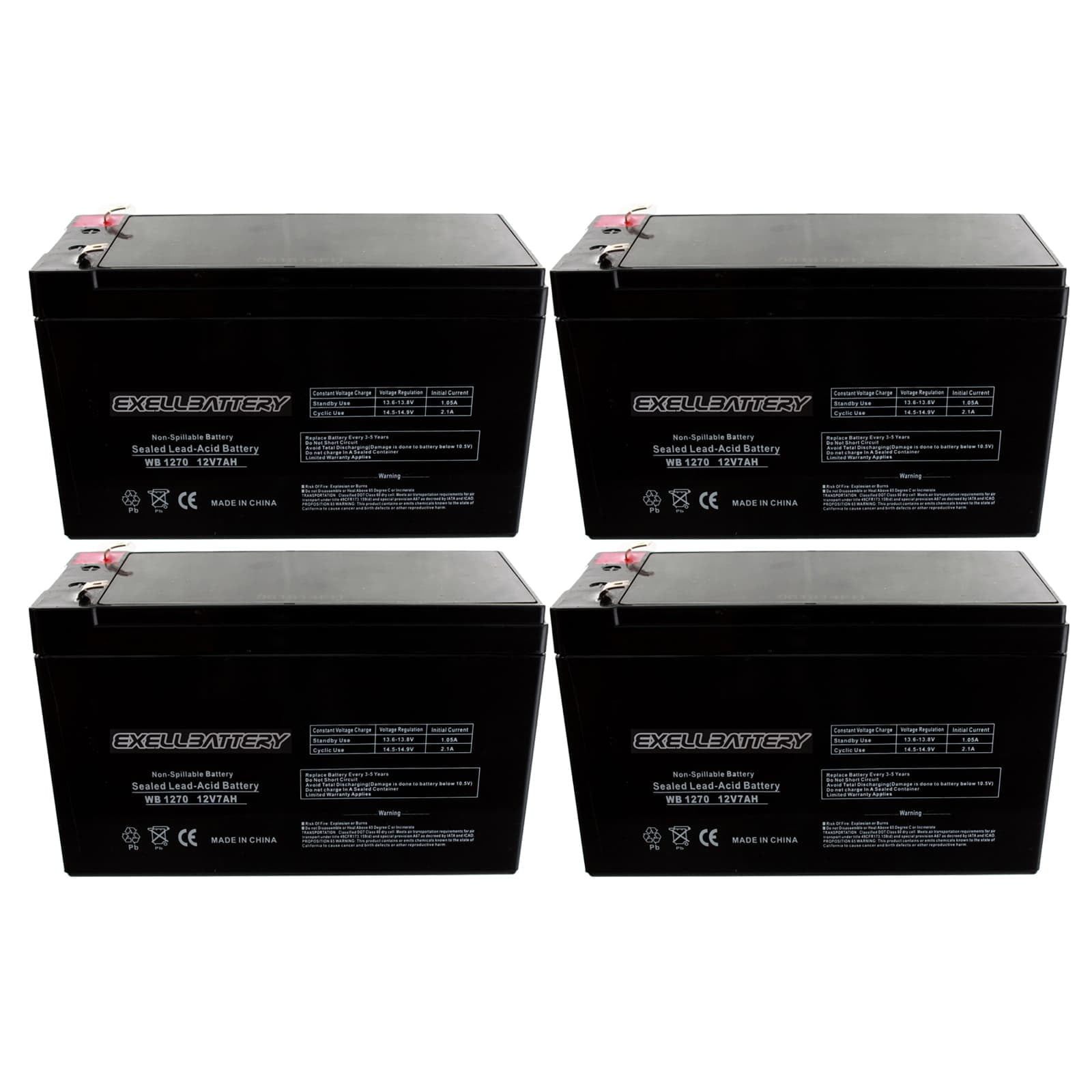 Four 12V 7AH 12 Volt 7Ah UB1270 APC RBC17 LS700 Sealed Lead Acid ...