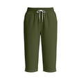 Asgosdo Women Capris Pants Drawstring Elastic Waisted Side Slit ...