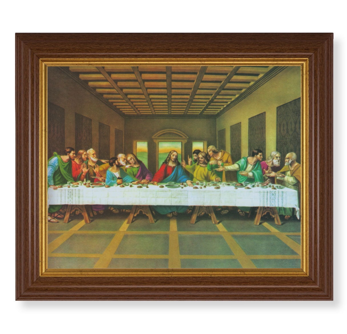 The Last Supper Picture Framed Wall Art Decor, Large, Traditional Dark ...