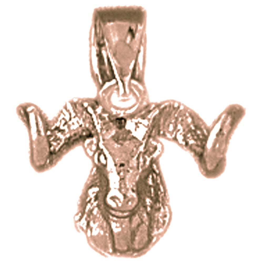 14K Rose Gold Ram Pendant - 15 mm - Walmart.com