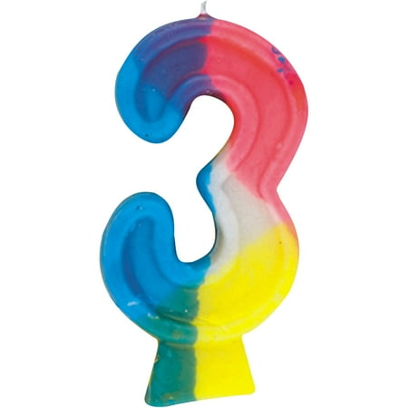 Number 3 Birthday Candle, 2.75 in, Multicolor, 1ct - Walmart.com