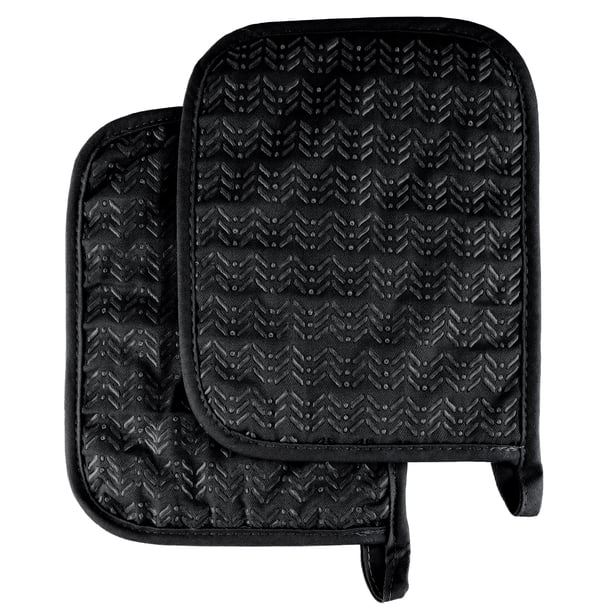Pot Holder Set with Silicone Grip, Quilted and Heat Resistant (Set of 2 ...