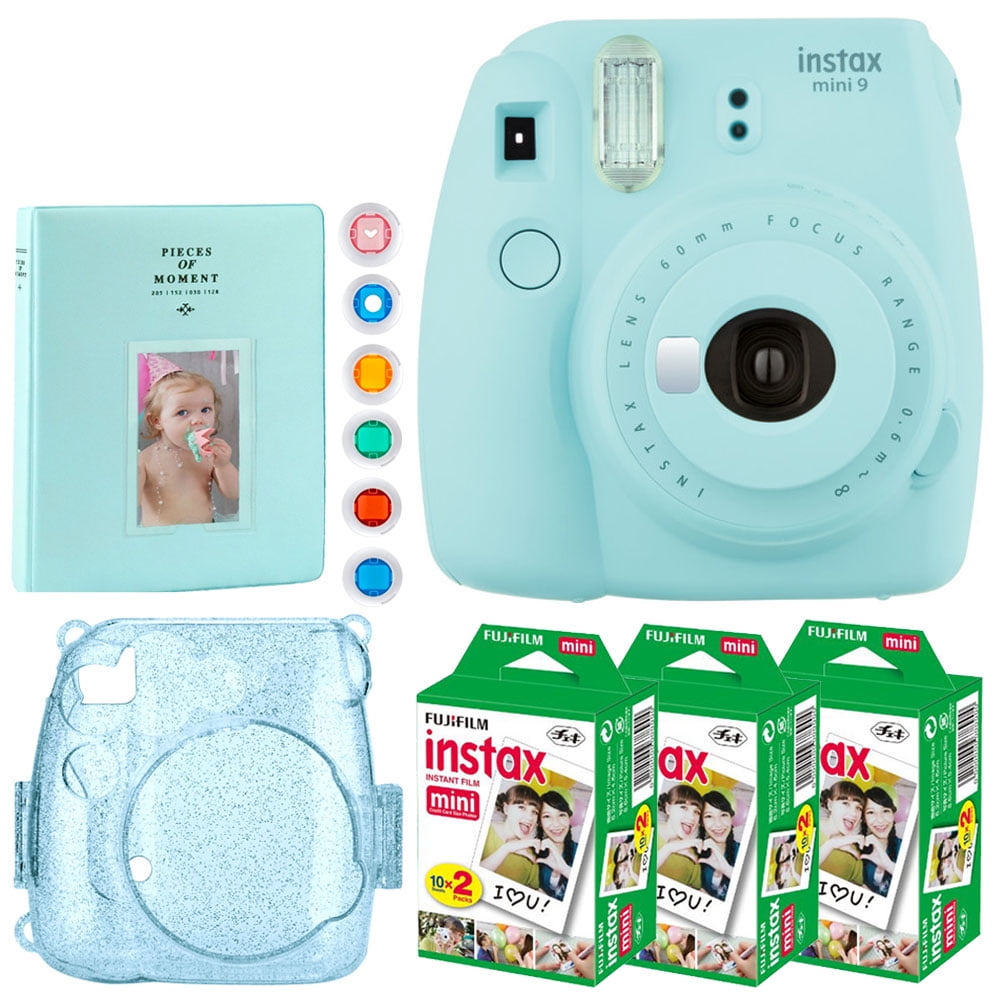 Fujifilm Instax Mini 9 Ice Blue Camera + Film + Accessories - Walmart.com