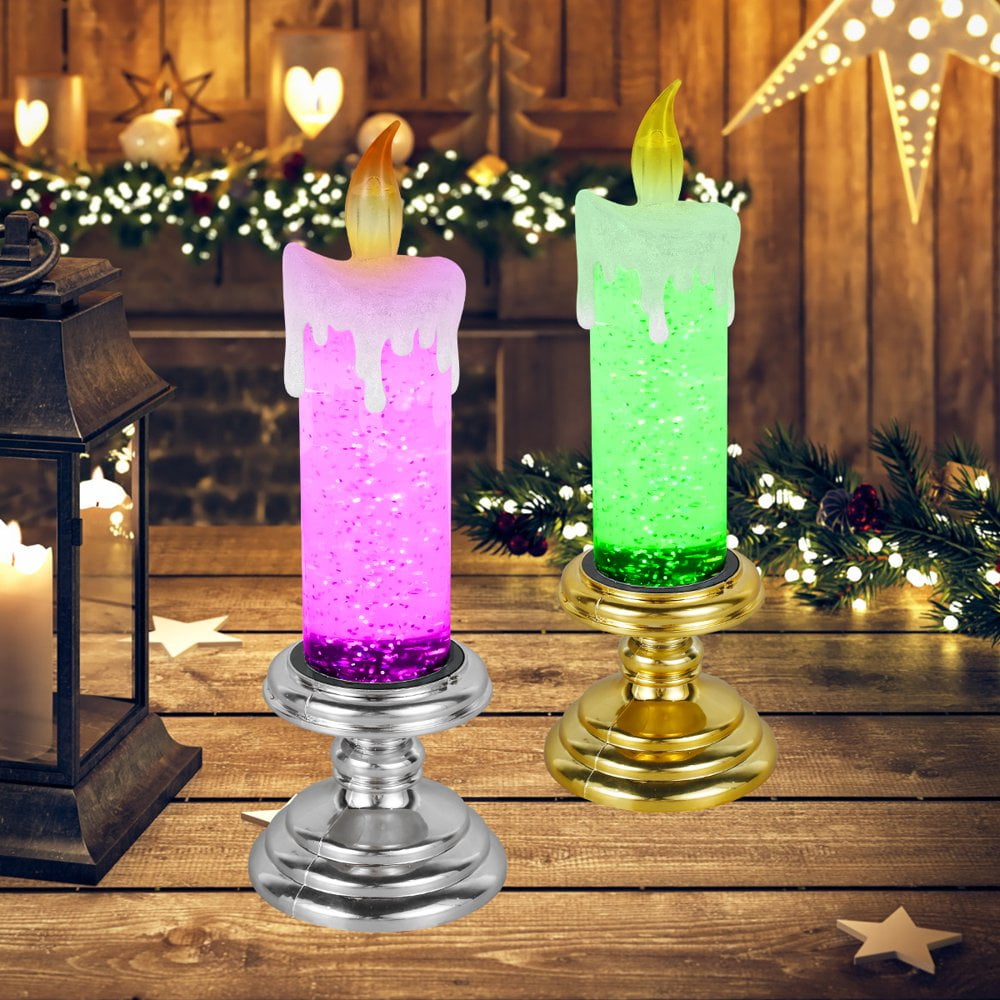 LED Christmas Candles Lighted Flameless Candle Glitter Candle Lamp ...