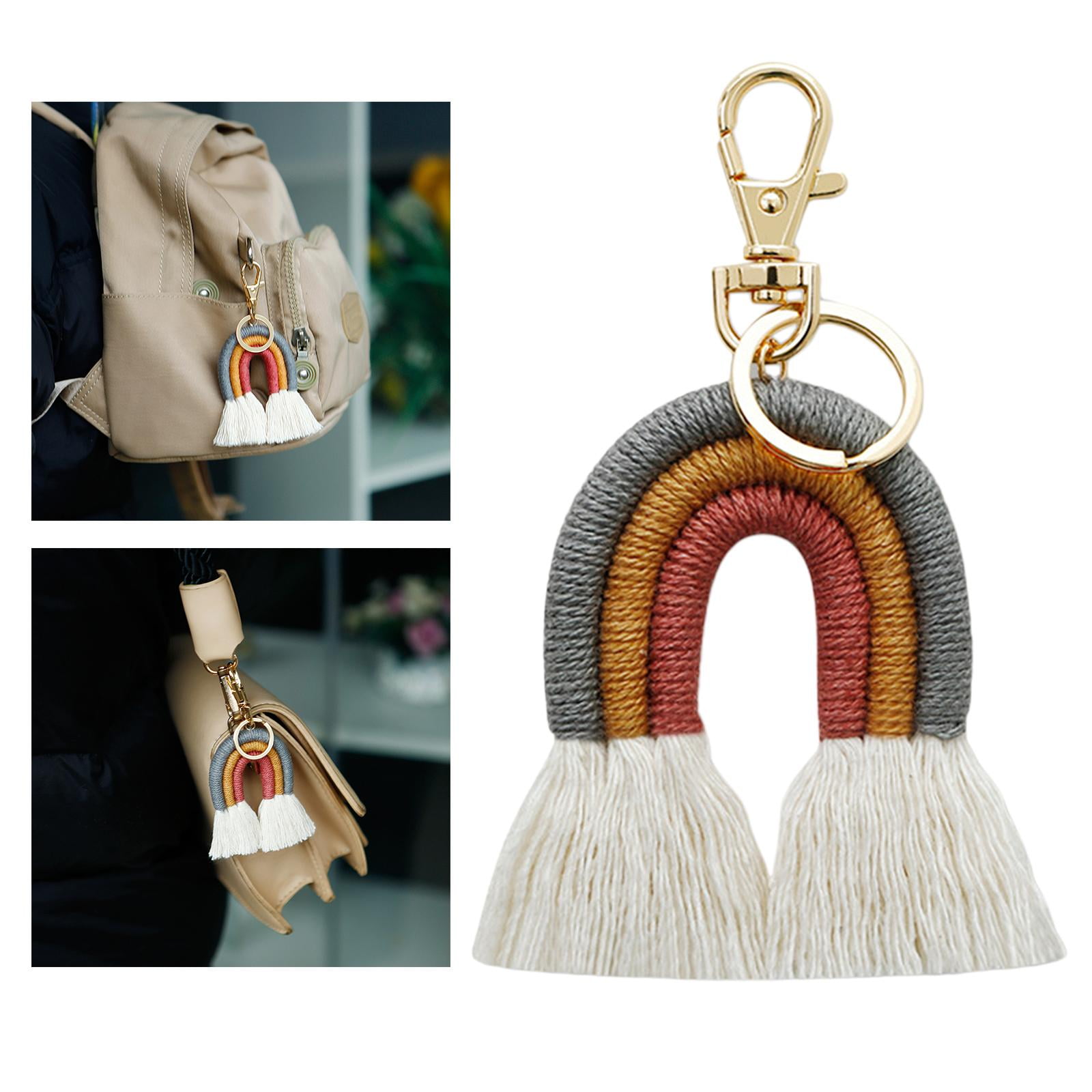 Weaving Rainbow Tassel Keychains Boho Holder Bag Charms Pendant ...