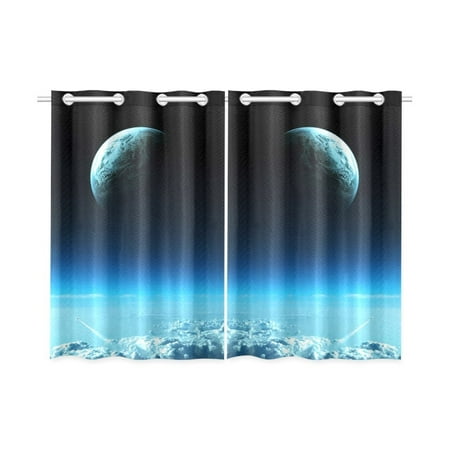 BSDHOME Earth View from Earth Space Window Curtain Kitchen Curtain ...