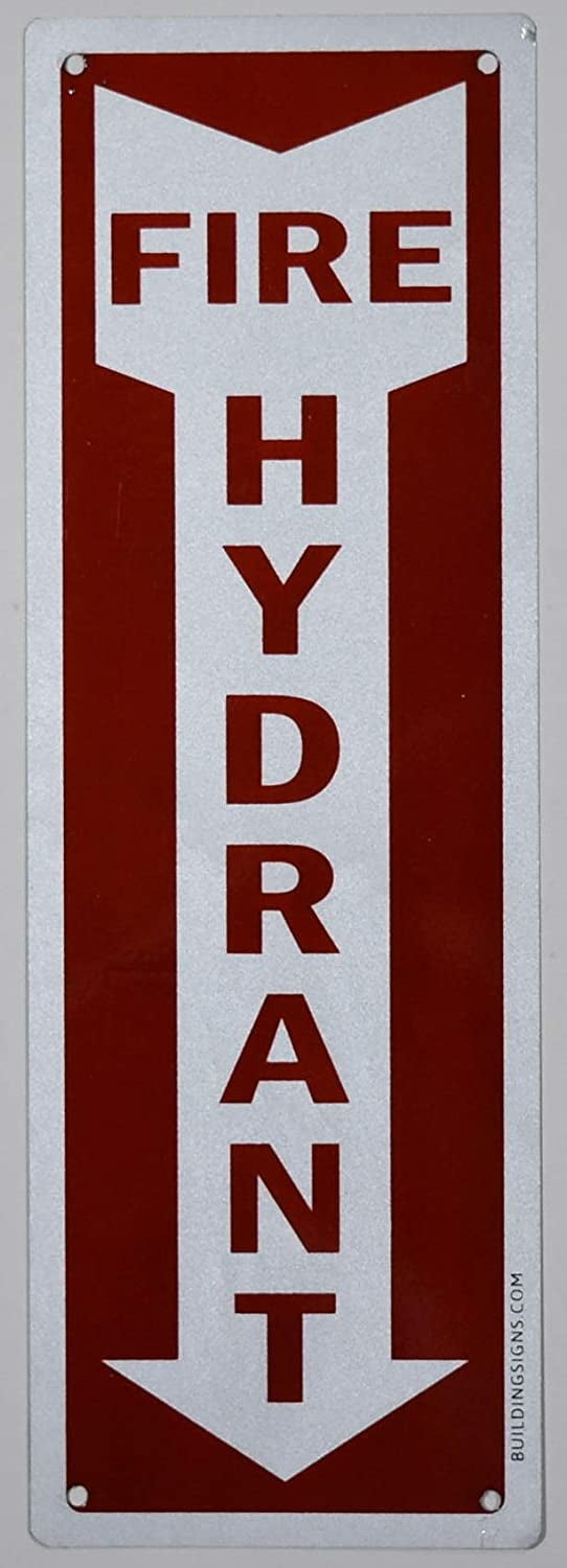 Fire Hydrant Arrow Down Sign Sign (White, Reflective !!, Aluminium 4x12 ...