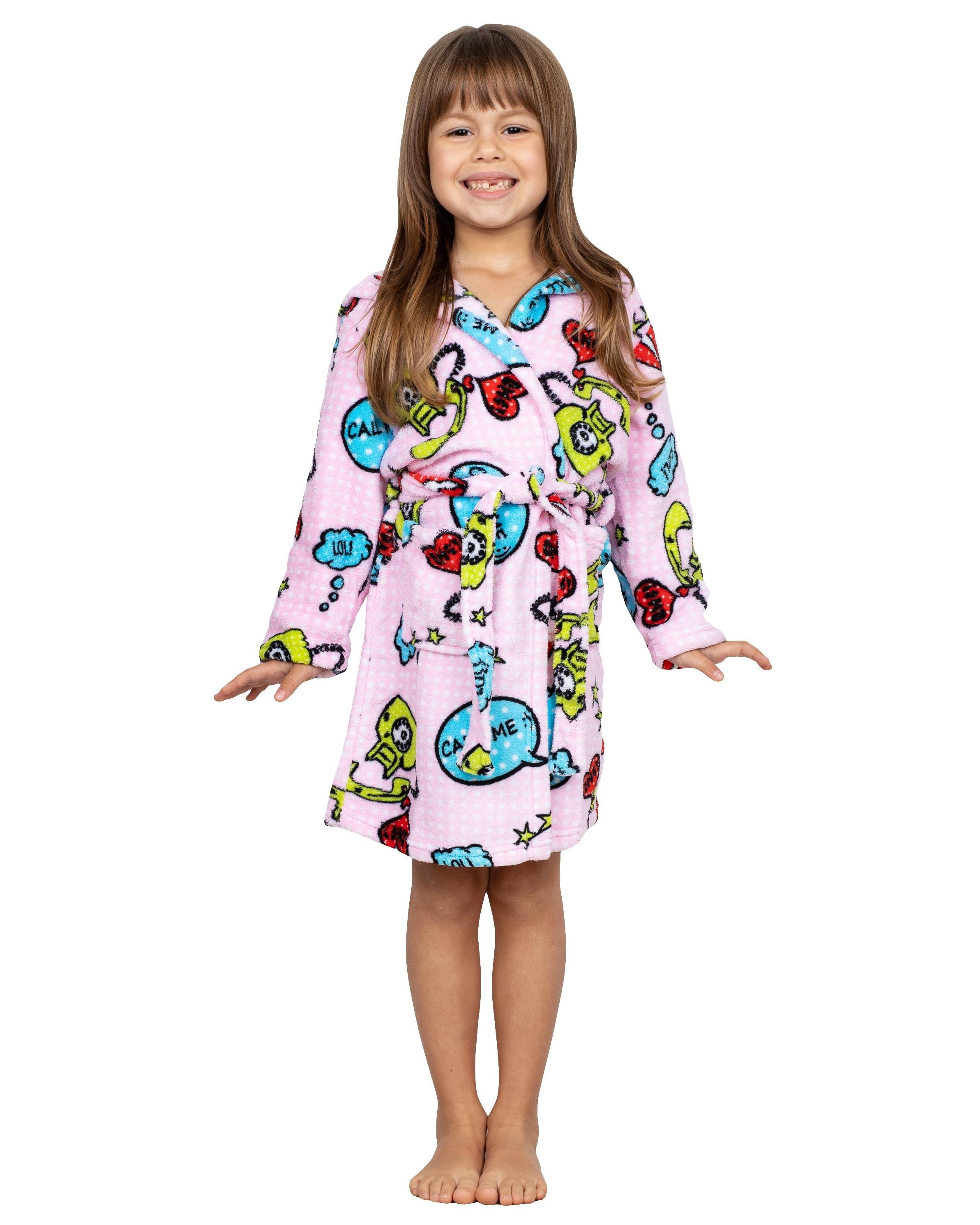 Up Past 8 Kids Robes Hooded Bathrobe Girls and Boys Plush Sleepwear ...