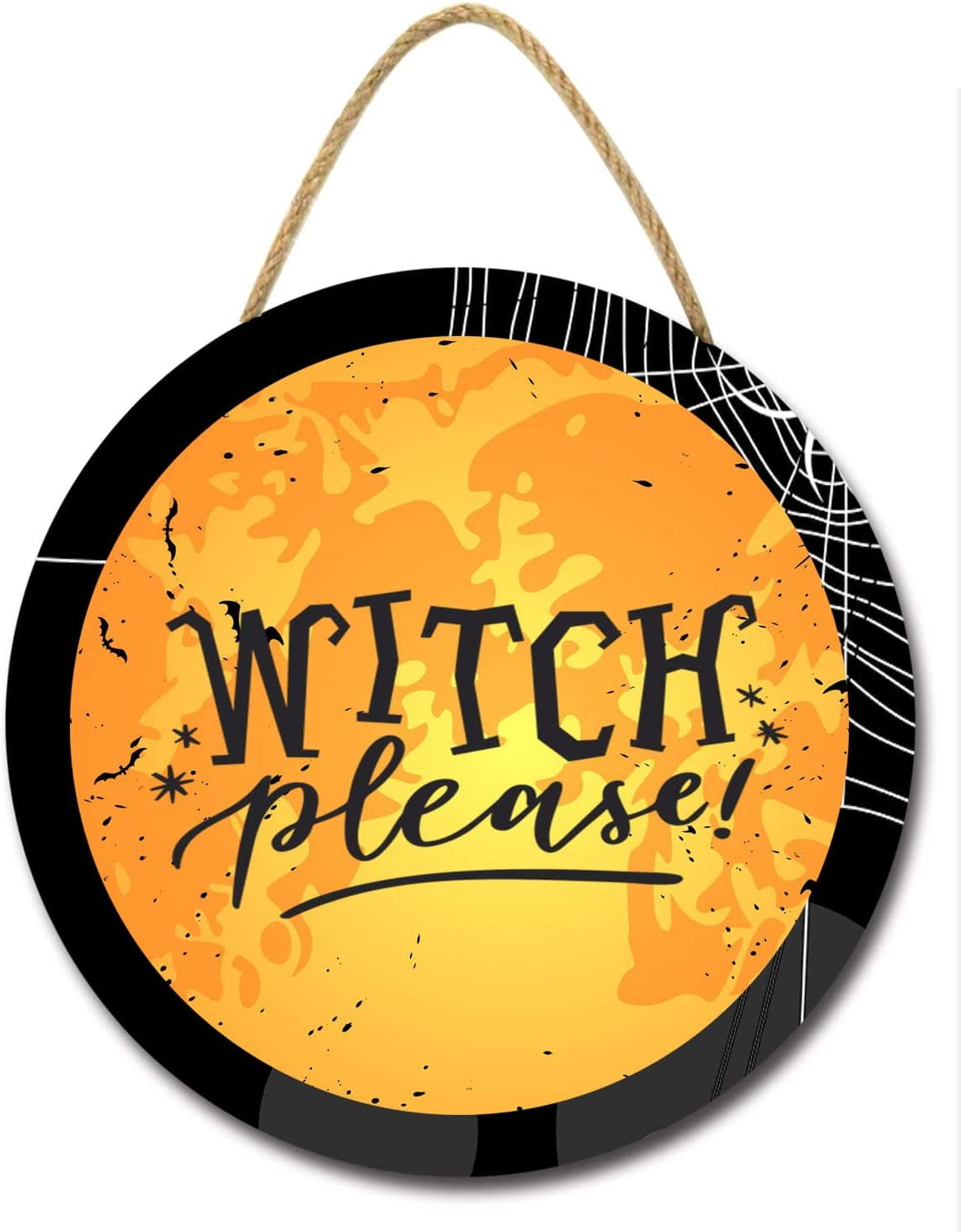 Eveokoki 12" Witch Please Halloween Sign for Front Door Round Wooden ...