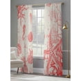 Coastal Red Semi Sheer Curtains 96 Inch Length 2 Panels Set, Nautical ...
