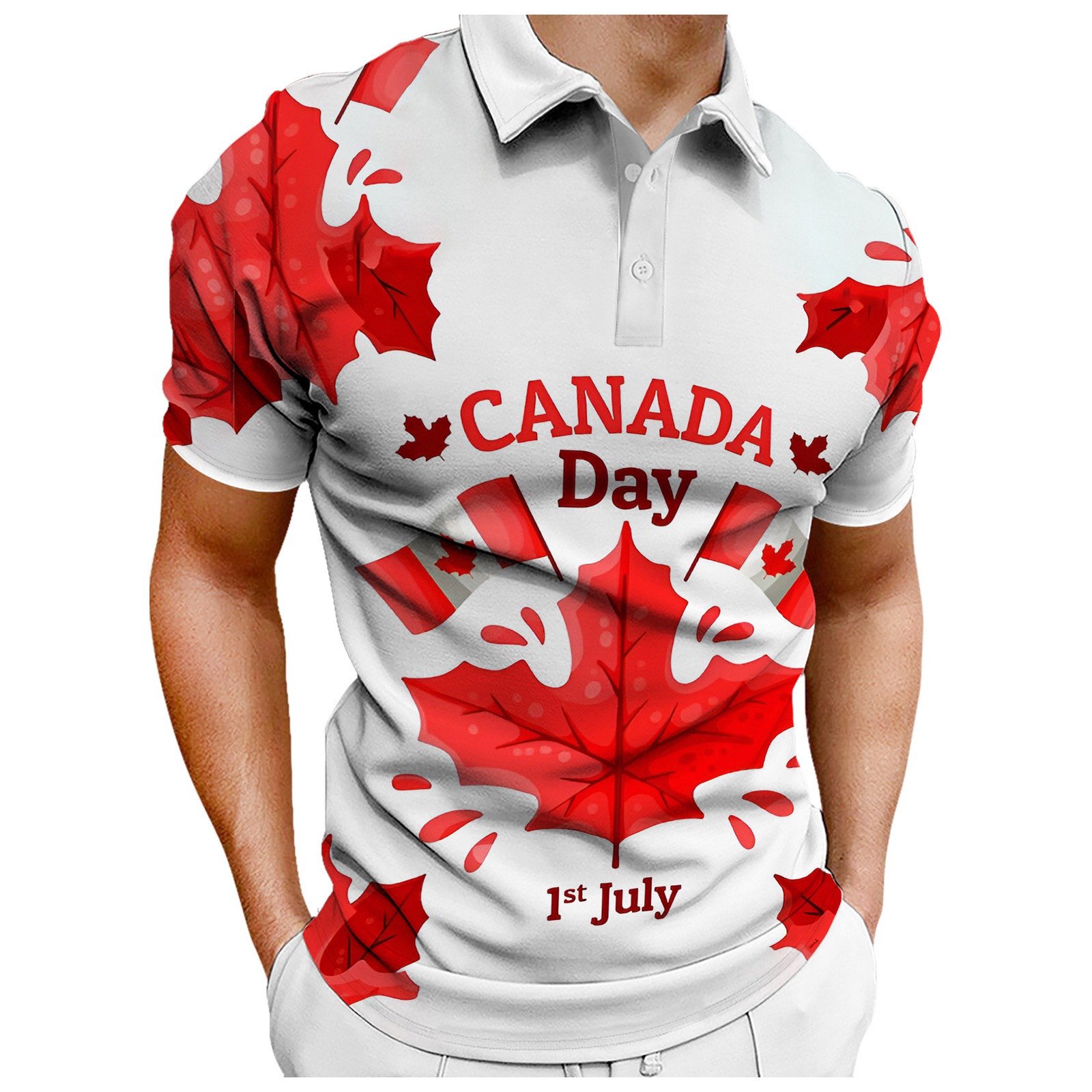 Click here for Feolixe Male Summer Lapel Canada Independence Day... prices