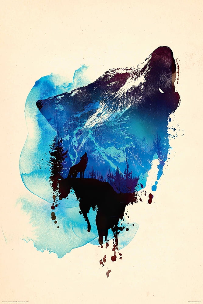 Howling Wolf - Art Poster / Print (Art By Robert Farkas) (Poster ...
