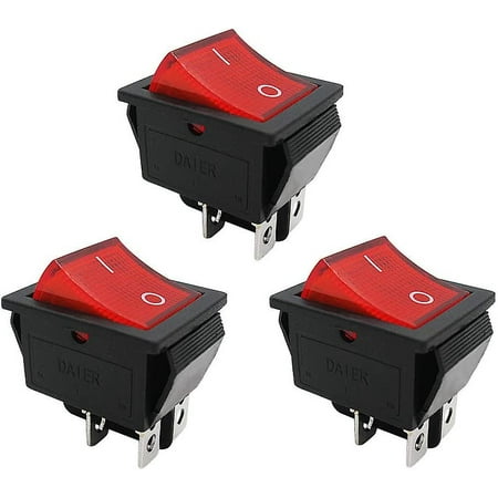 3 Pcs Iave Red Light Illuminated Embedded Boot Rocker Switches Toggle ...
