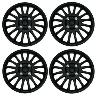 TuningPros WSC-025B16 Set of 4 Matte Black Hubcaps 16" - Hub Caps Wheel ...