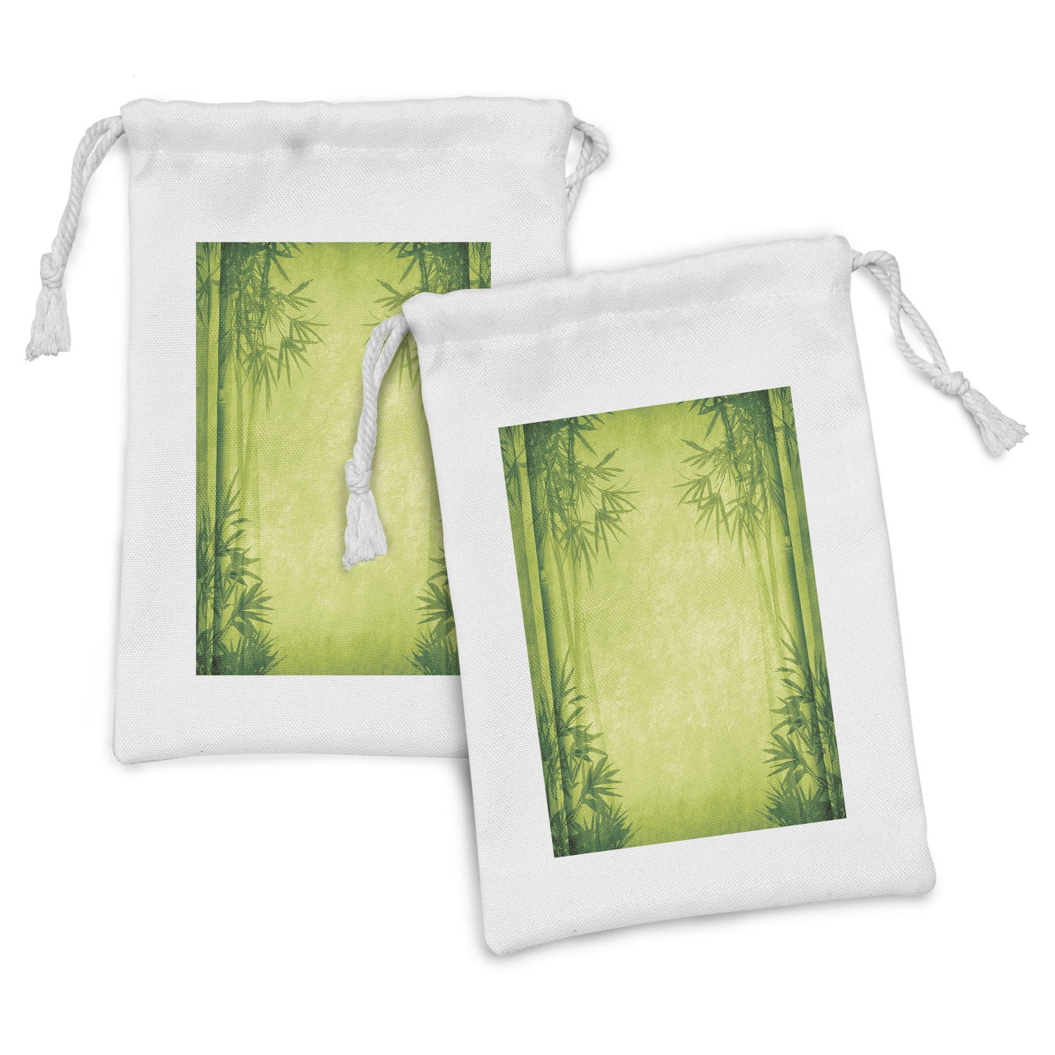 Bamboo Print Fabric Pouch Set of 2, Chinese Banmboo Trees Design ...