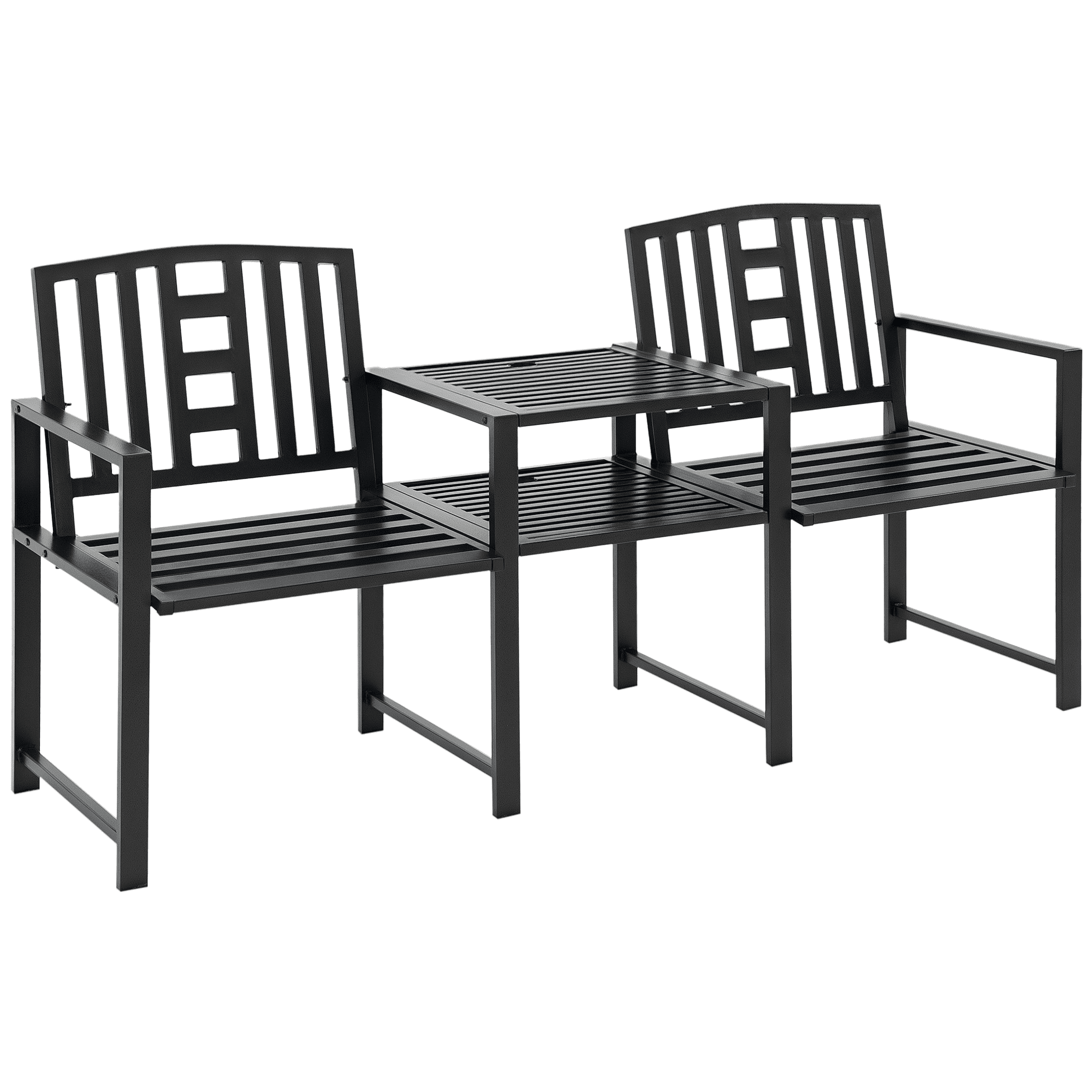 Click here for Outsunny Steel Garden Bench W/ Middle Table  Umbre... prices