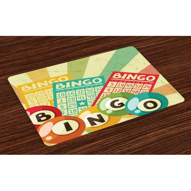 Vintage Placemats Set of 4 Bingo Game with Ball and Cards Pop Art ...