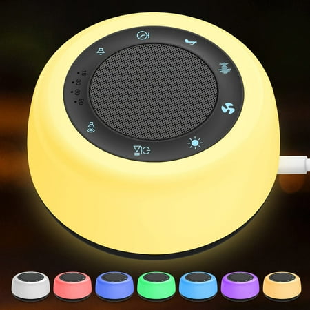 White Noise Machine Sound Machine with Night Light Bluetooth Speaker ...
