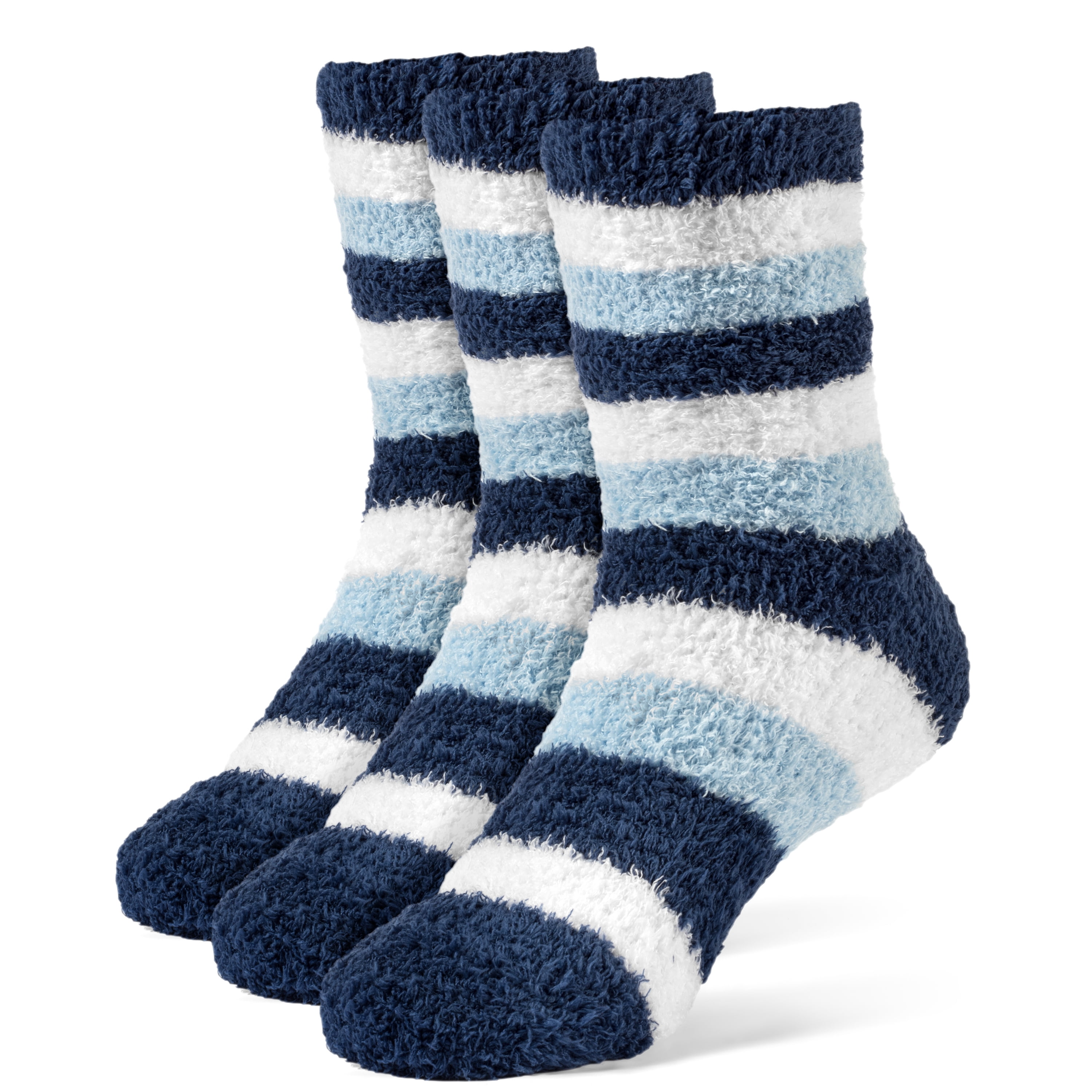 Galiva Girls' Striped Fuzzy Crew Cozy Socks - 3 Pairs - Walmart.com