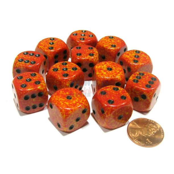 Chessex Speckled 16mm D6 Dice Block (12 Dice) - Fire #25703 - Walmart ...