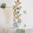 44.88×11.75 Inch Jungle Safari Animal Wall Decals Watercolor Forest ...