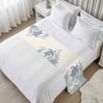 Blue Sea Turtles Bed Runner King Size Shell Coral Vintage Ocean Life ...