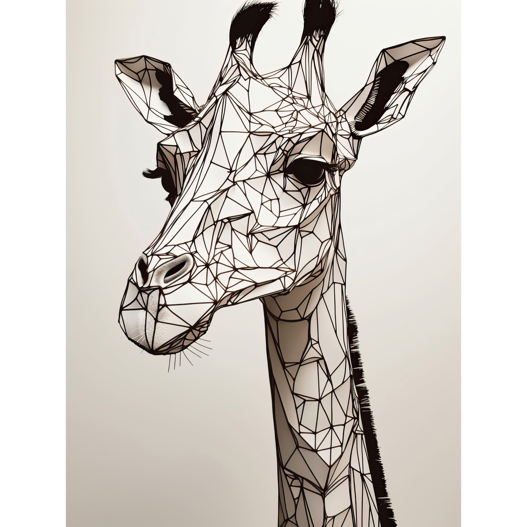 Giraffe Head Polygon Line Drawing Illustration Large Wall Art Poster ...